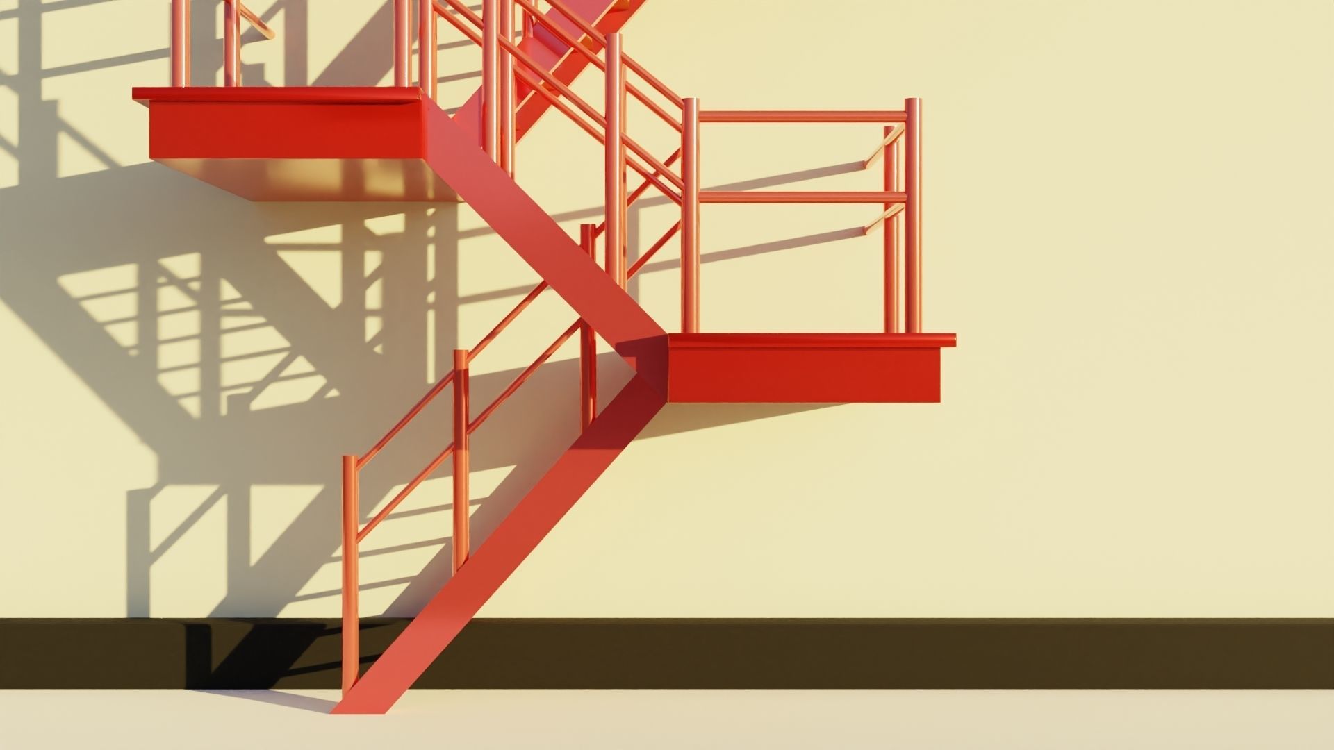 3D model Fire Escape Staircase Exterior 3D Model - Low Poly VR / AR / low-poly | CGTrader