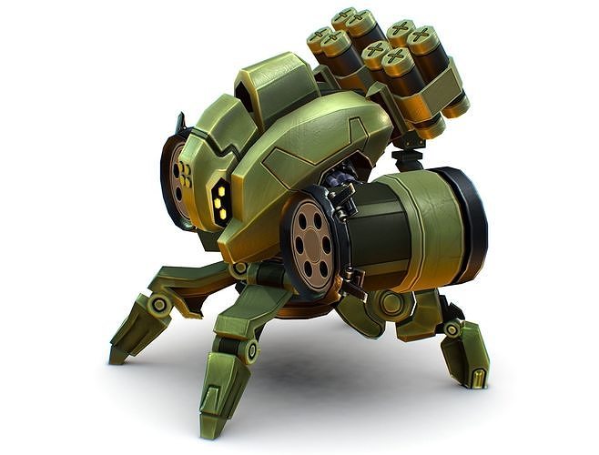 3D model Robot Machine Gunner Gun VR / AR / low-poly | CGTrader