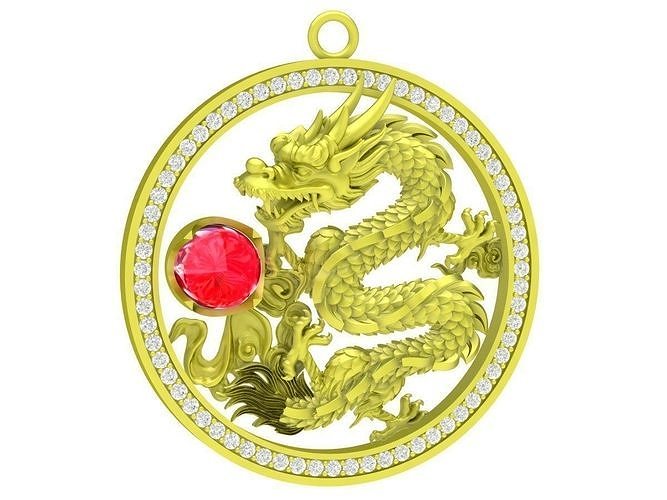 zodiac fengshui lucky chinese dragon pendant 4017 3D model 3D printable ...