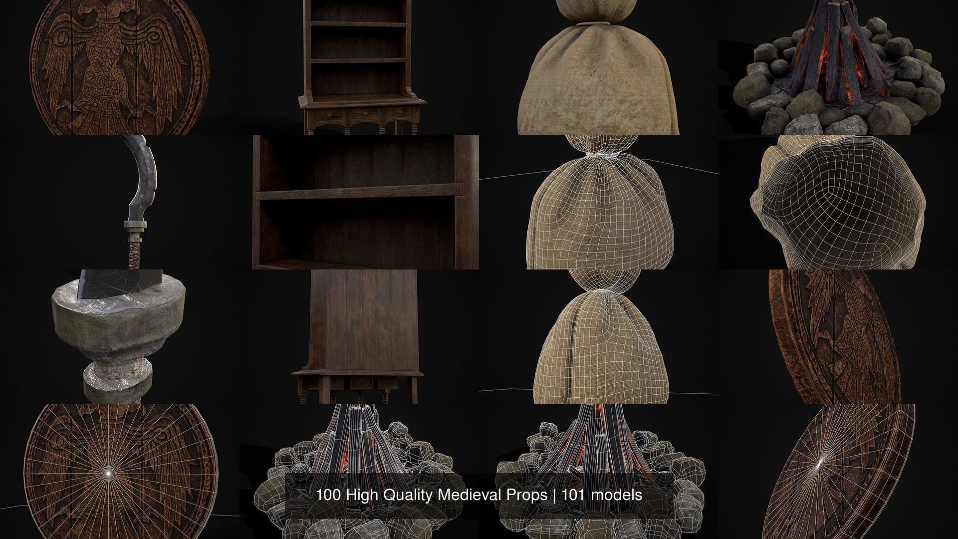 3D Model Collection 100 High Quality Medieval Props VR / AR / low-poly ...