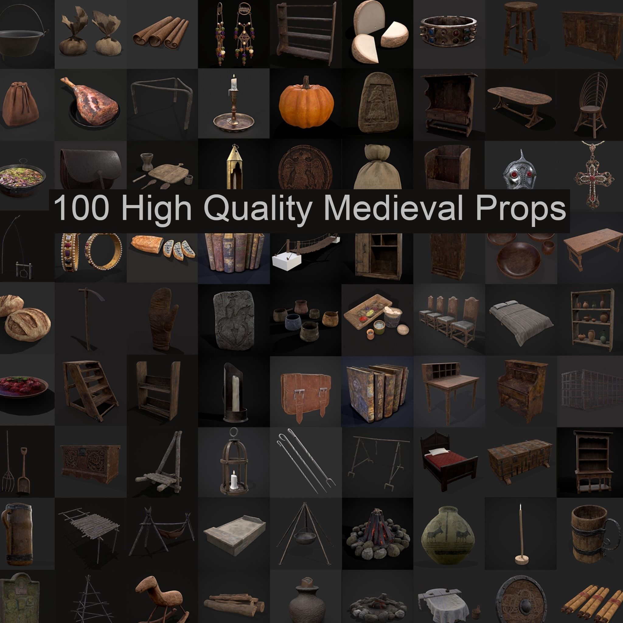 3D Model Collection 100 High Quality Medieval Props VR / AR / low-poly | CGTrader