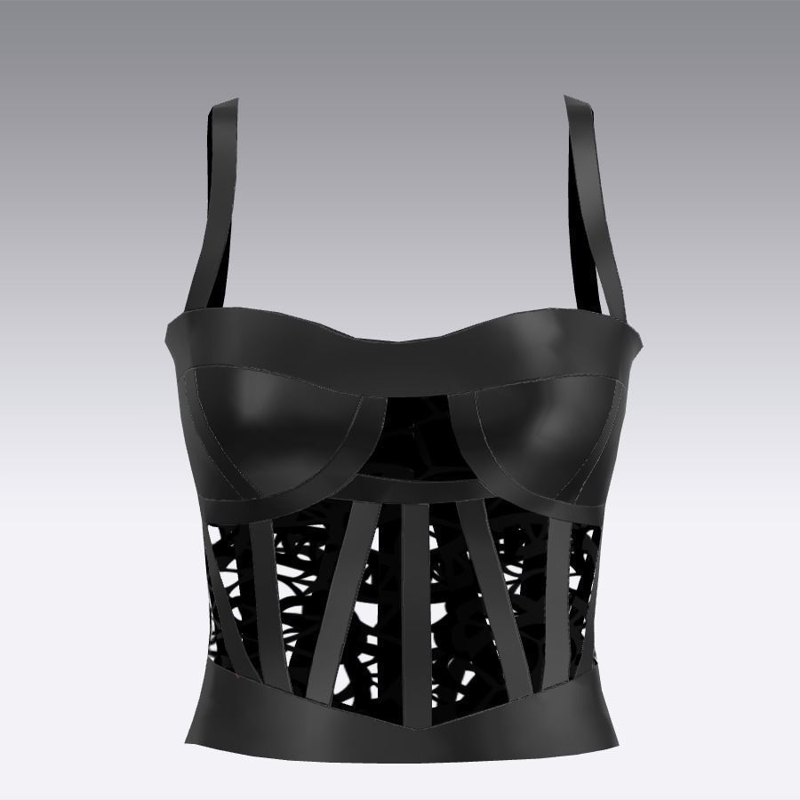 CORSET LEATHER LACE DETAIL HEART NECKLINE COLOR 3D model | CGTrader