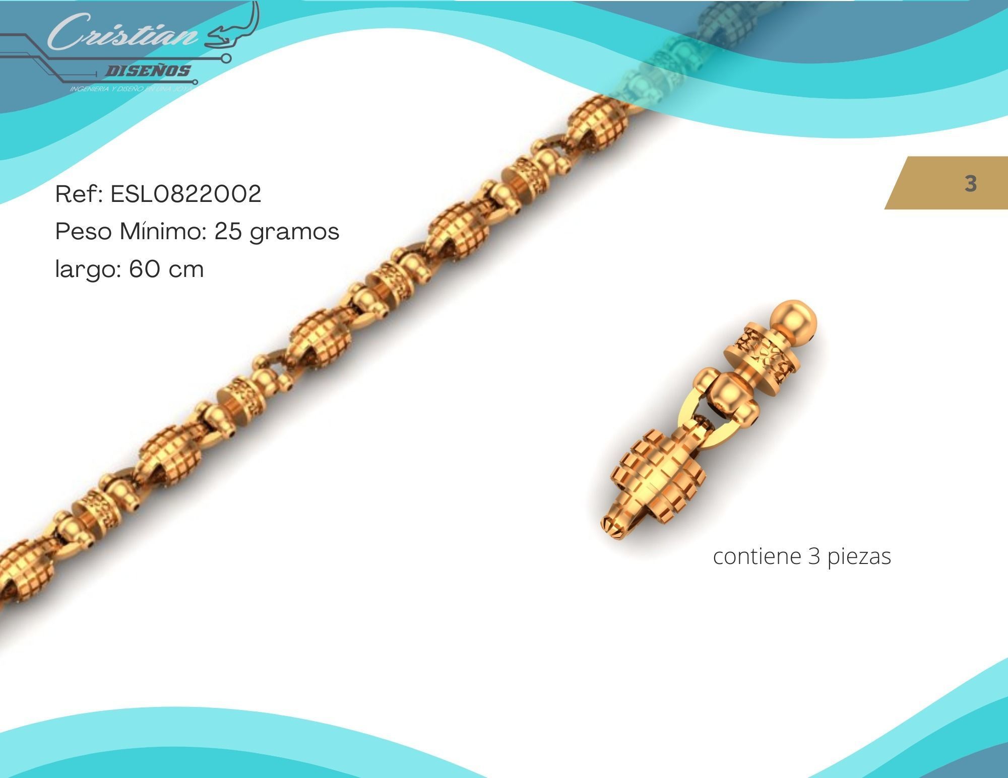 Eslabon para cadena chain link ESL0822002 3D model 3D printable | CGTrader