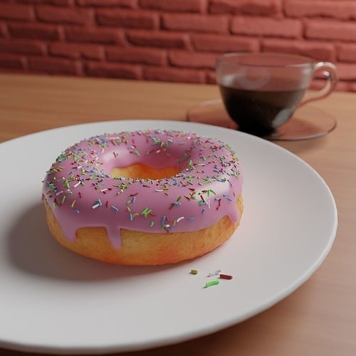 Donut and Glass of Coffee 3D model | CGTrader
