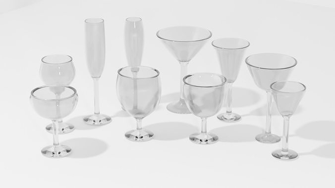 Stemmed Glassware 3D Models - Set Of Ten 3D model | CGTrader