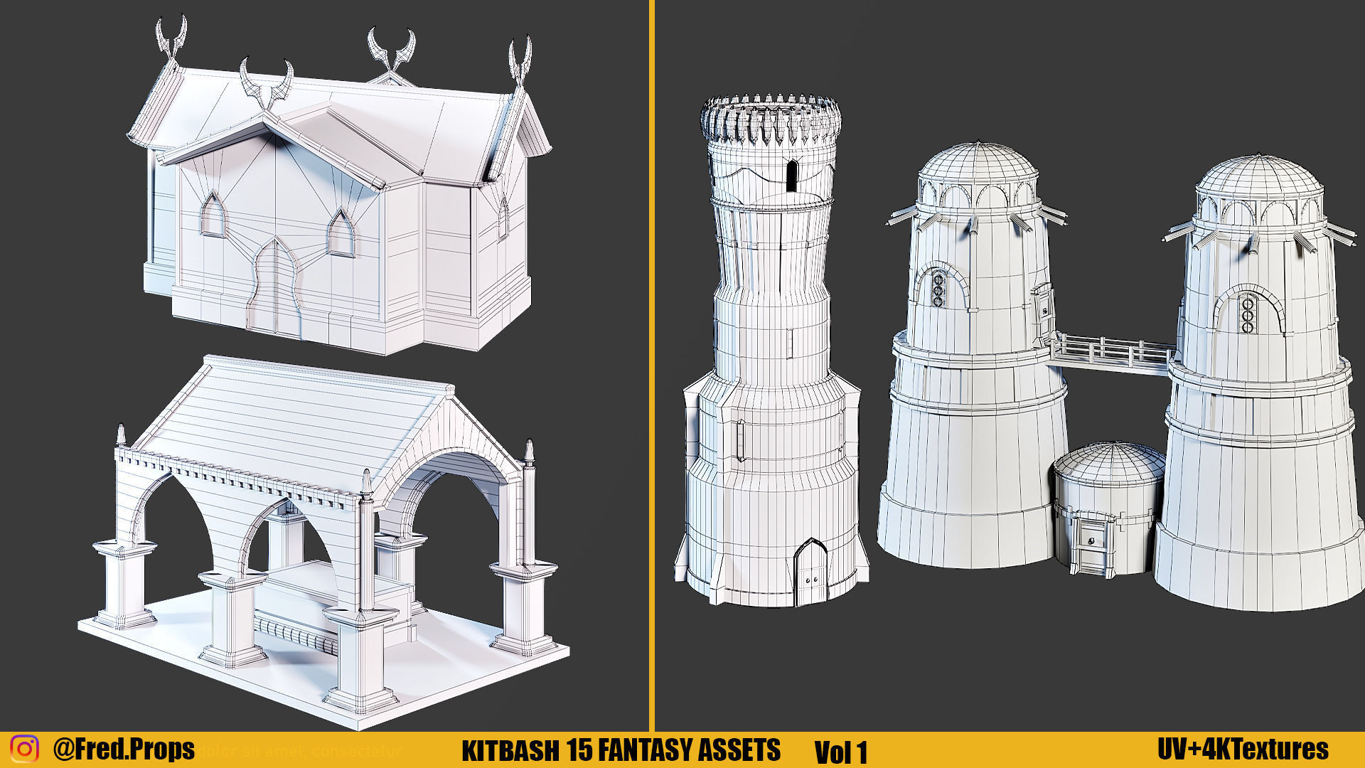 3D model KITBASH-FANTASY ASSETS Vol 1 VR / AR / low-poly | CGTrader