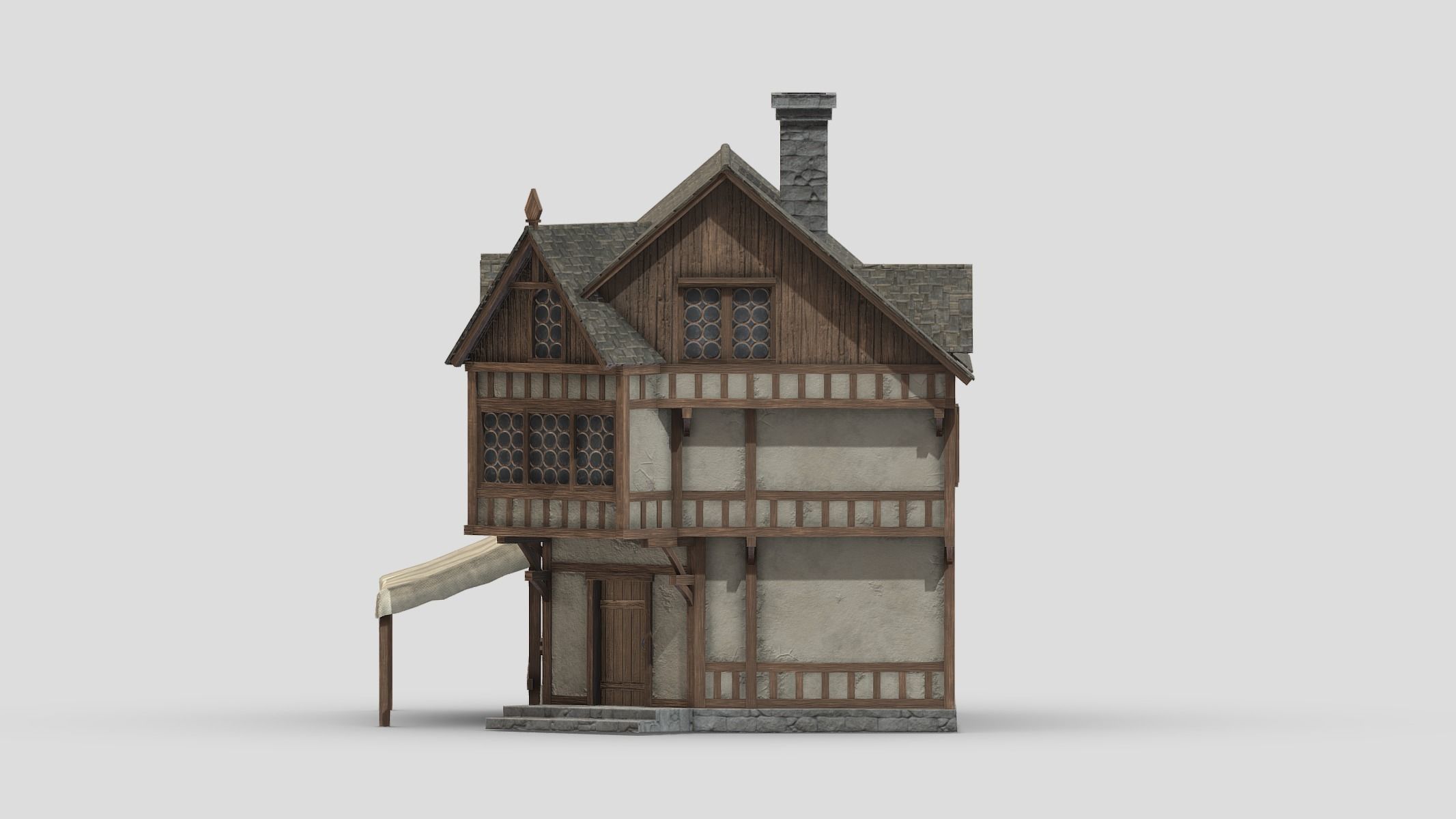 3D model Medieval Building 01 Low Poly PBR Realistic VR / AR / low-poly ...