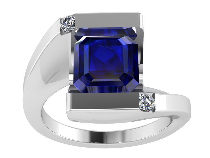 Blue stone square ring 2875 3D print model 3D model 3D printable | CGTrader