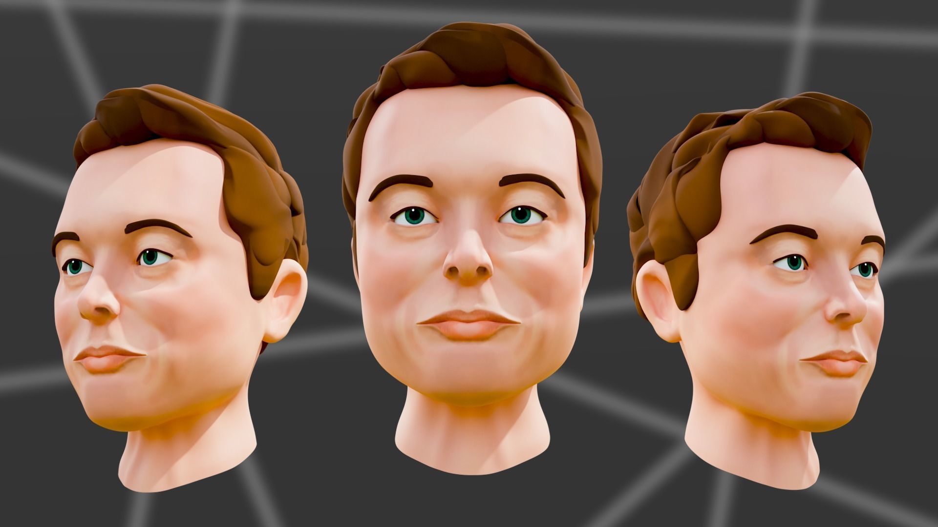 Elon Musk - Cartoon Character Head 3D model | CGTrader