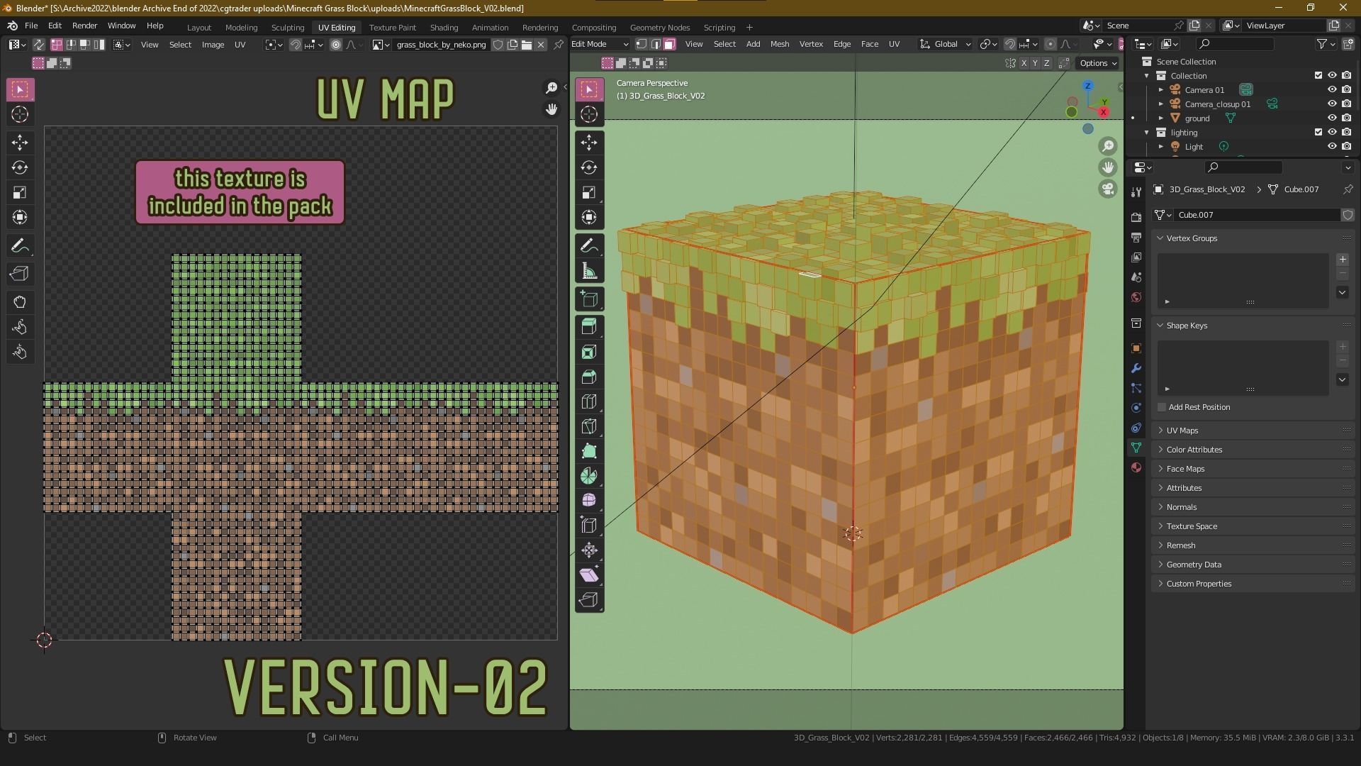 Minecraft Grass Block 3D 3D model | CGTrader