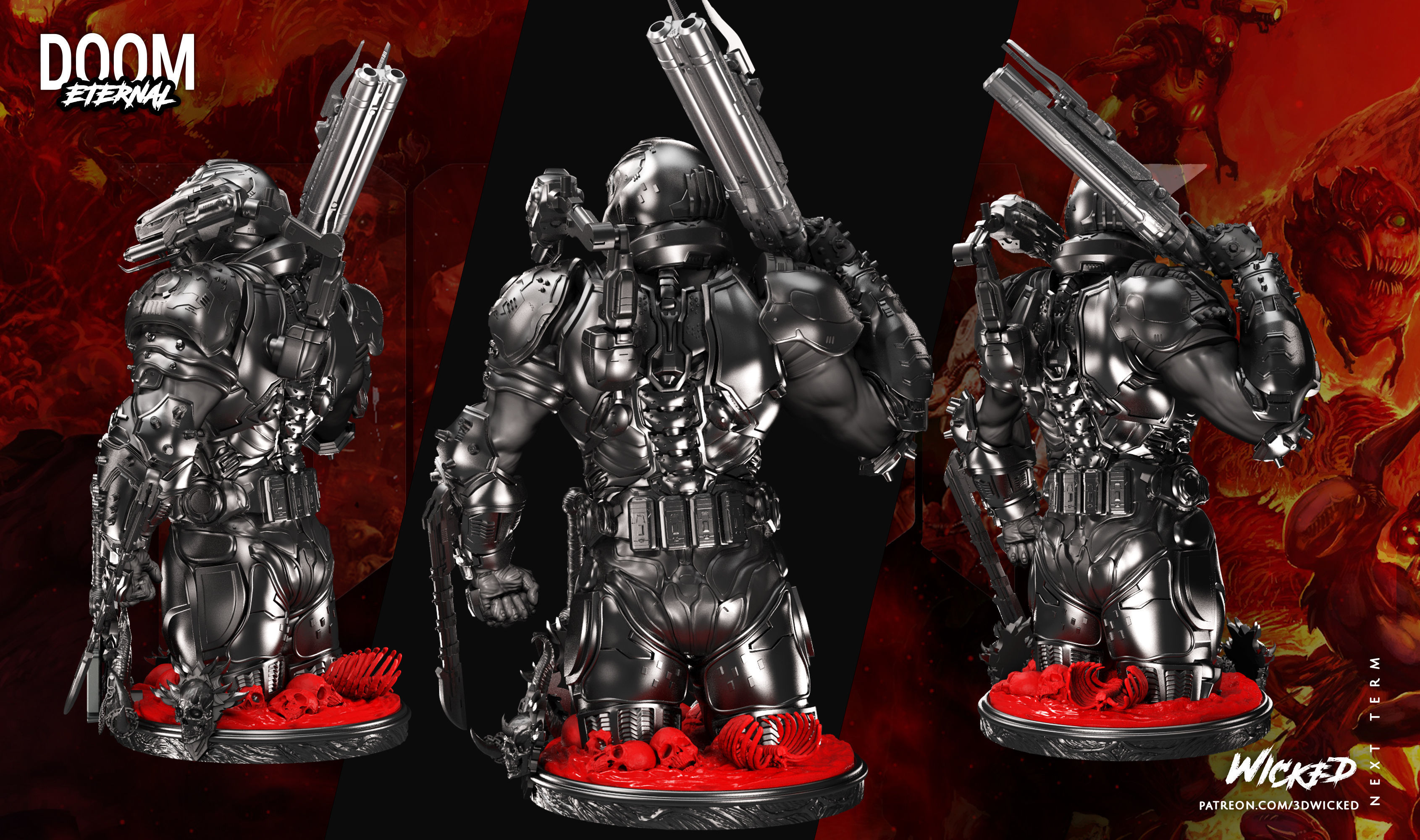 Wicked Video Game Doom Slayer Bust ready for 3d printing 3D model 3D printable | CGTrader