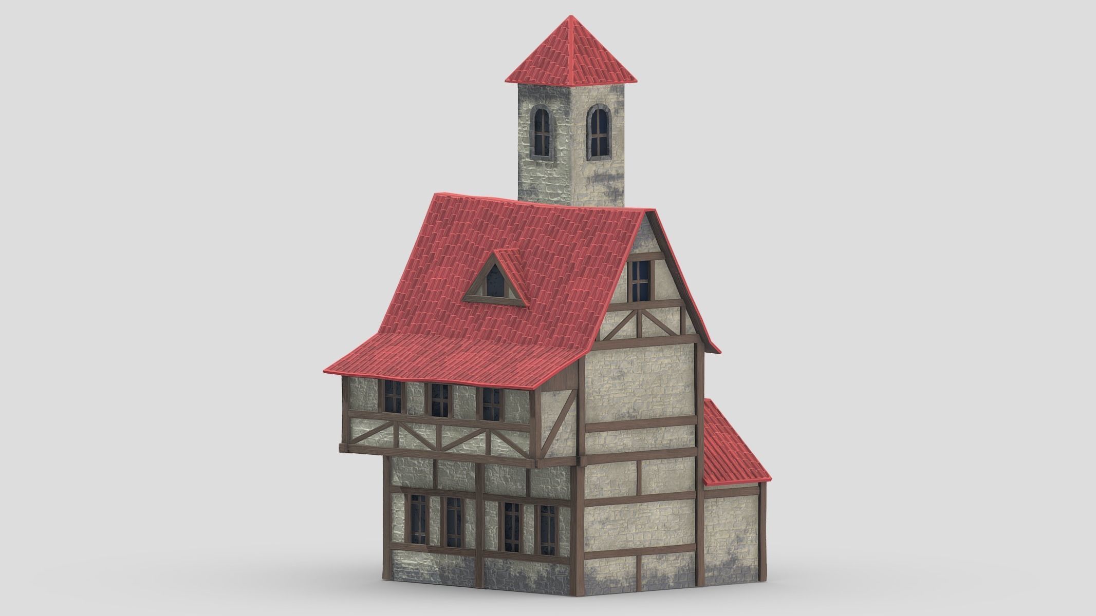 3D model Medieval Building 03 Low Poly PBR Realistic VR / AR / low-poly ...