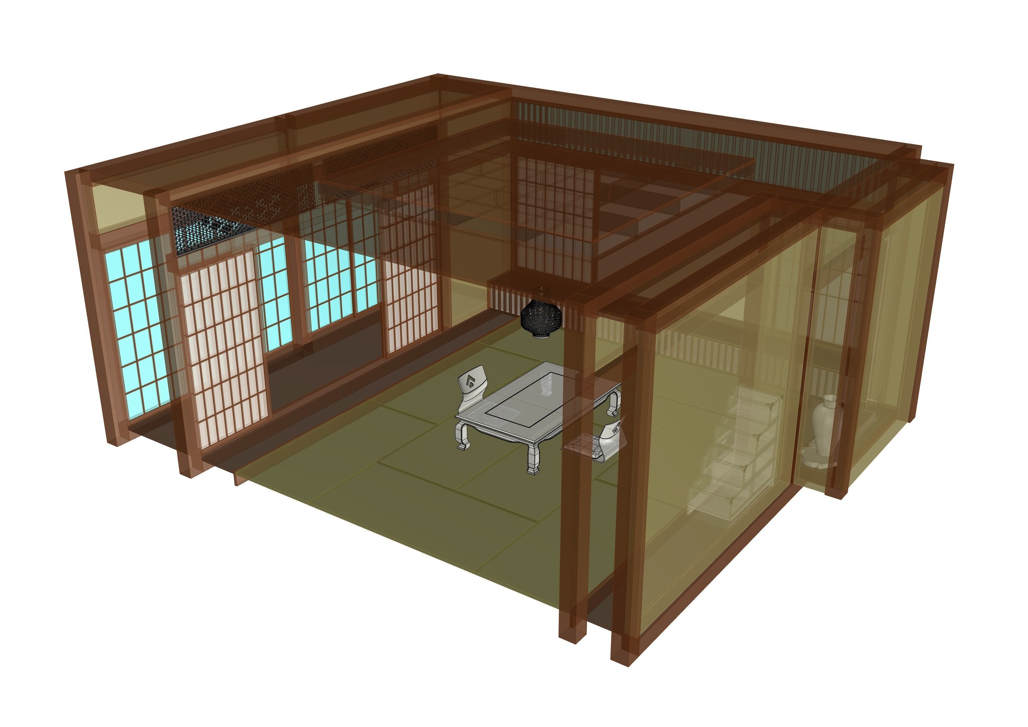 Japanese-style living room furnitures set 3D model | CGTrader