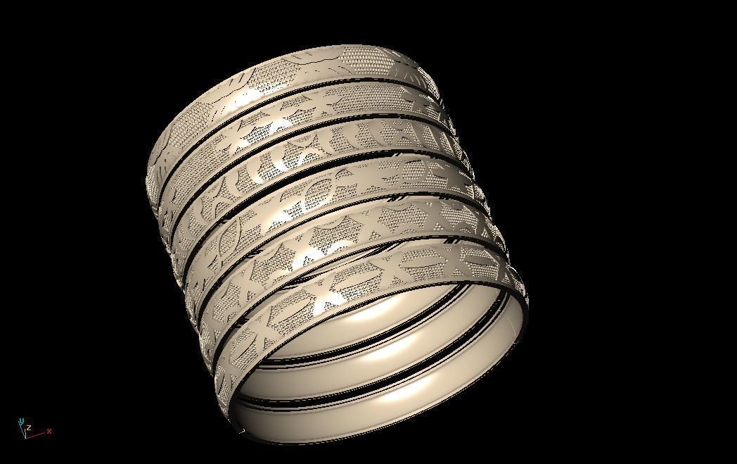 Plain Bangles 6 Piece Weight 8 400 Miligram In 14K 3D model 3D ...