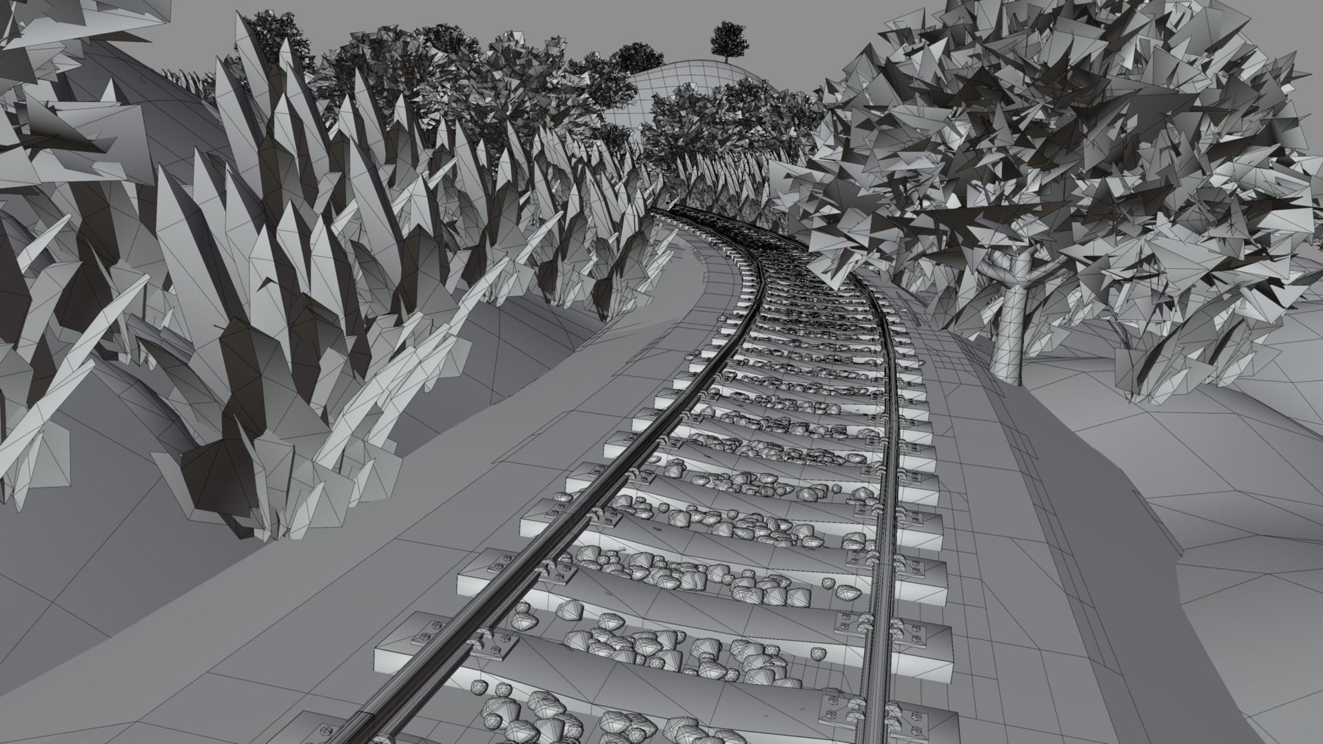Railway Track 3D Scene 3D model | CGTrader