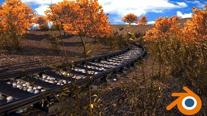 Railway Track 3D Scene 3D model | CGTrader