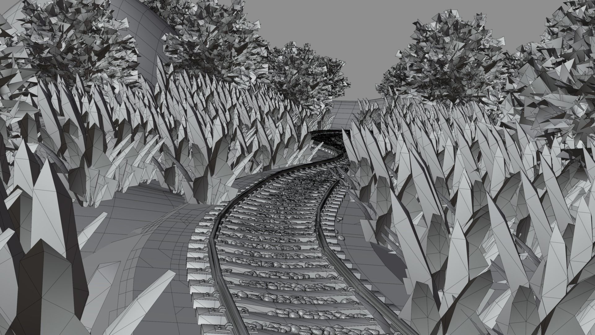 Railway Track 3D Scene 3D model | CGTrader