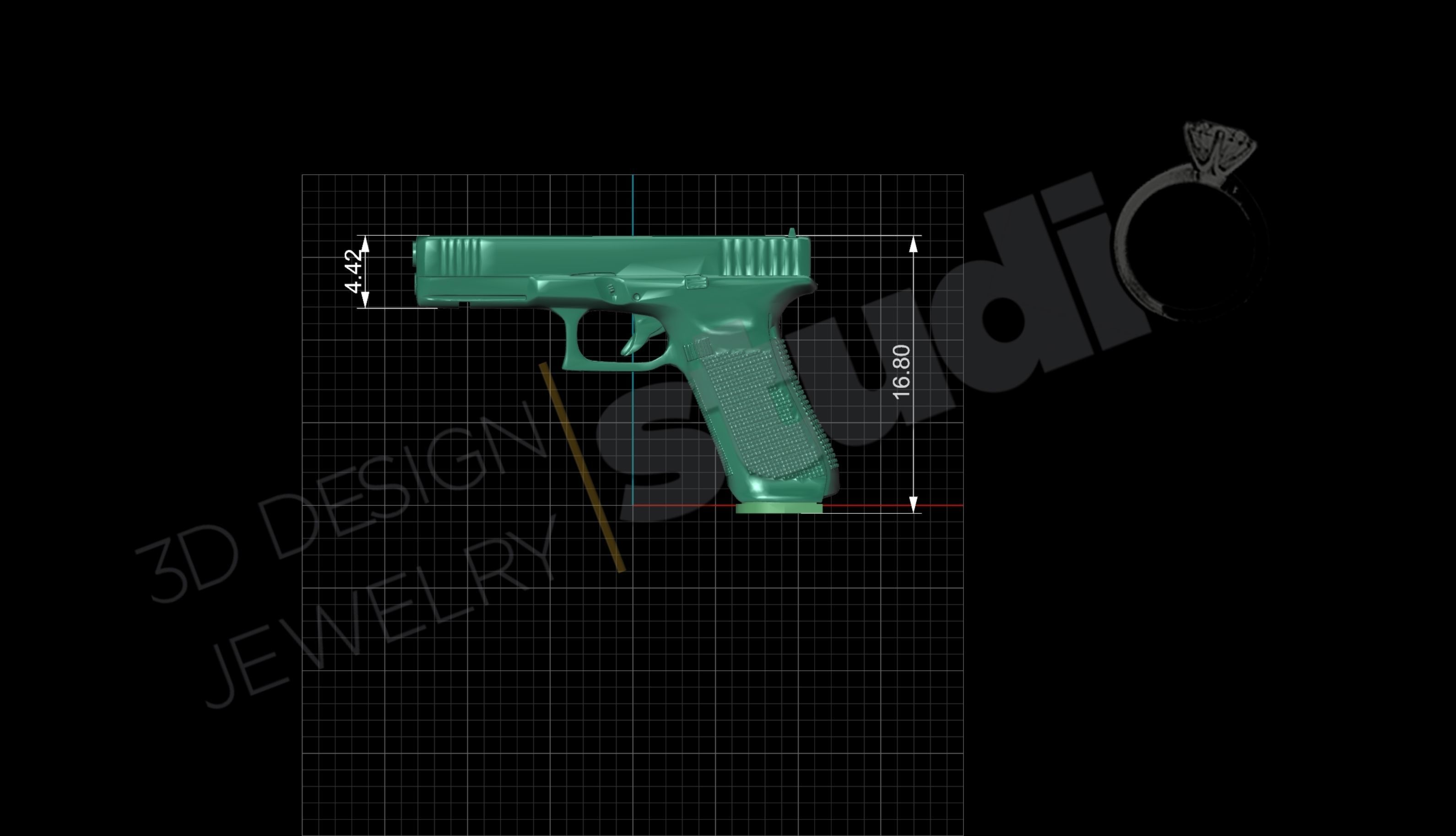 Glock gun pendant jewelry 3D model 3D printable | CGTrader