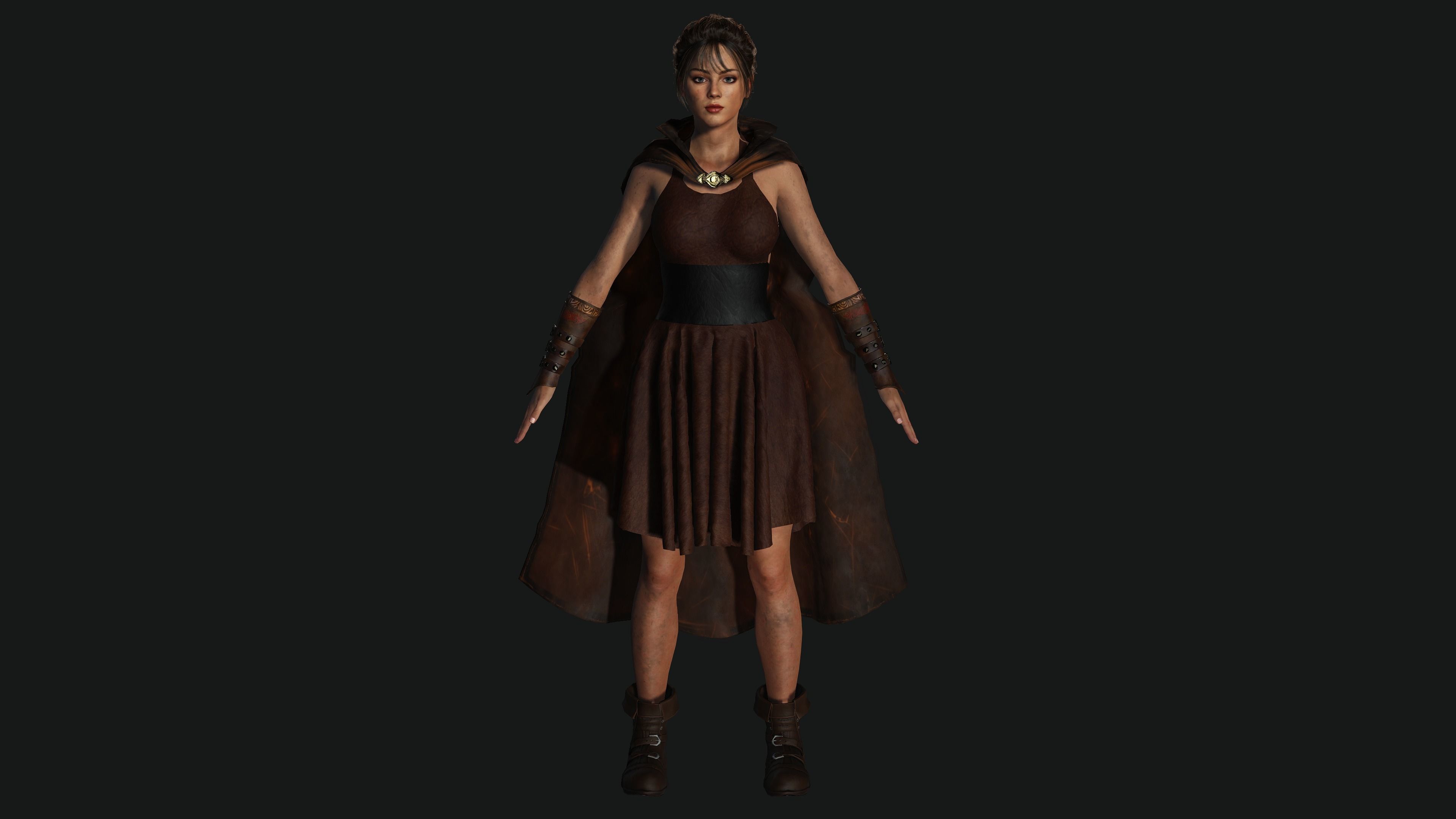 3D model AAA 3D FANTASY FEMALE WARRIOR - KNIGHT CHARACTER VR / AR / low ...