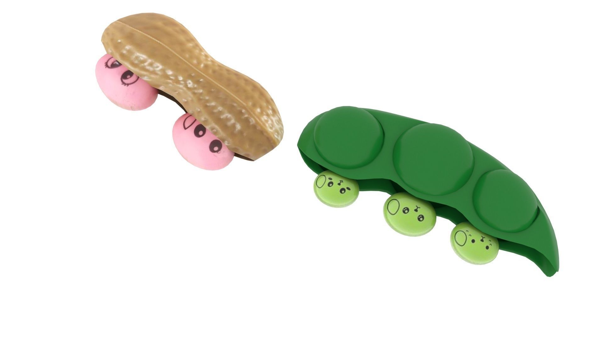 Green Bean and Peanut Fidget Toys Set 3D model | CGTrader