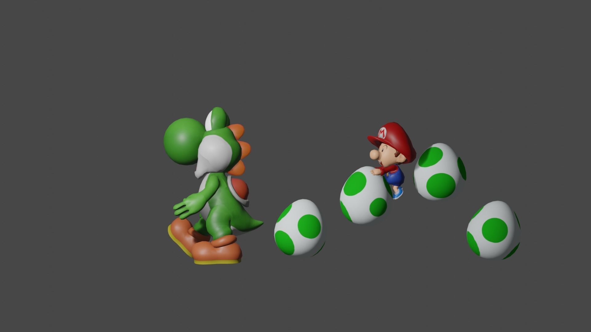 Yoshi and Mario Scene 3D model | CGTrader