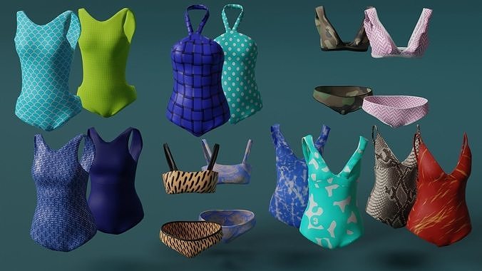 3D model Swimwear costumes pack VR / AR / low-poly | CGTrader