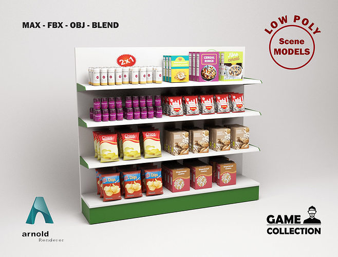 3D model Store Shelving VR / AR / low-poly | CGTrader