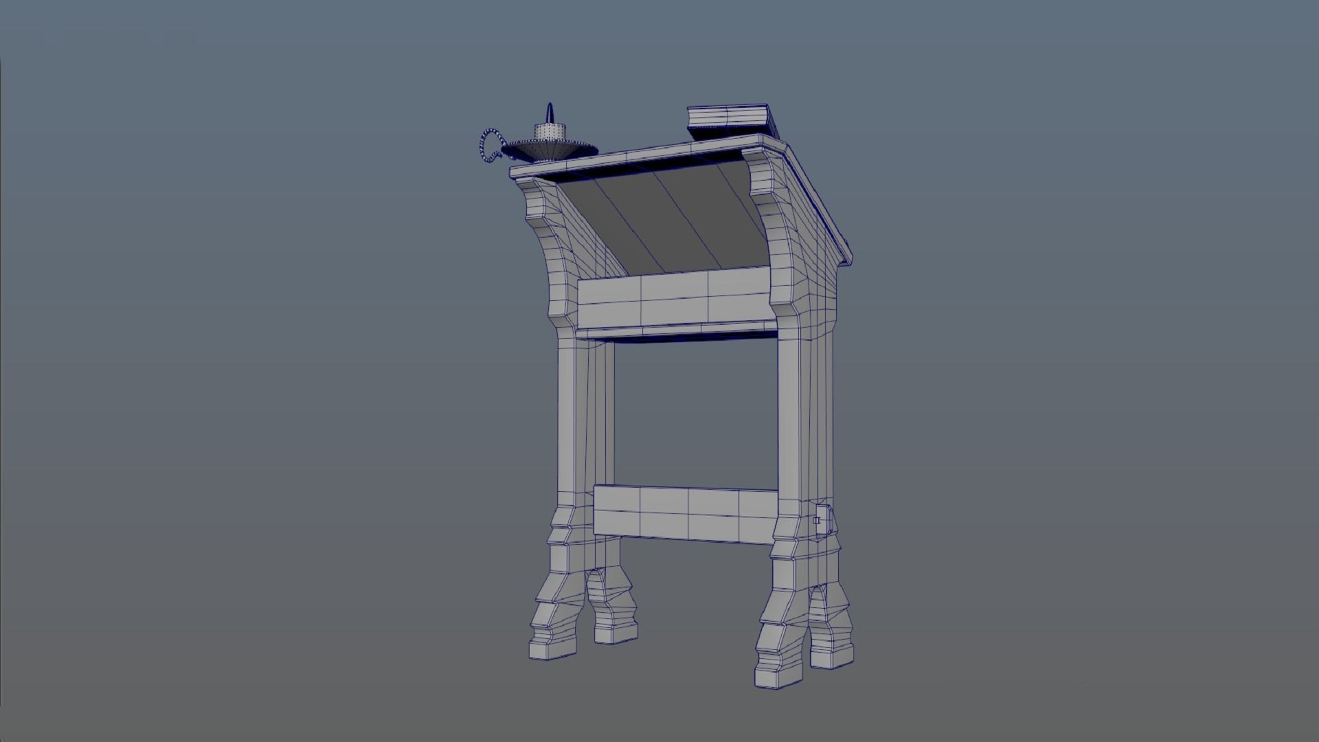 3D model stylized fantasy rack shelf for books and blueprints PBR 3D VR ...