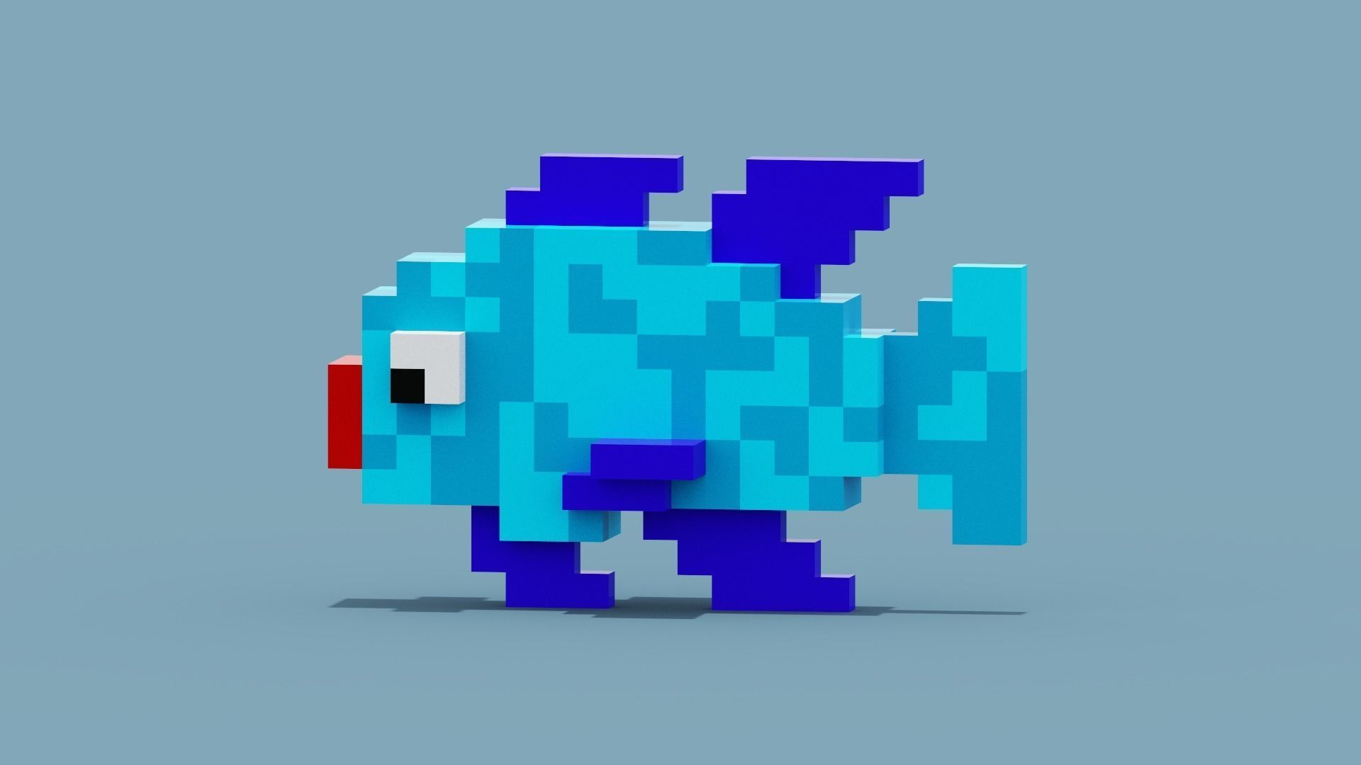 3D model Voxel Blue Fish VR / AR / low-poly | CGTrader