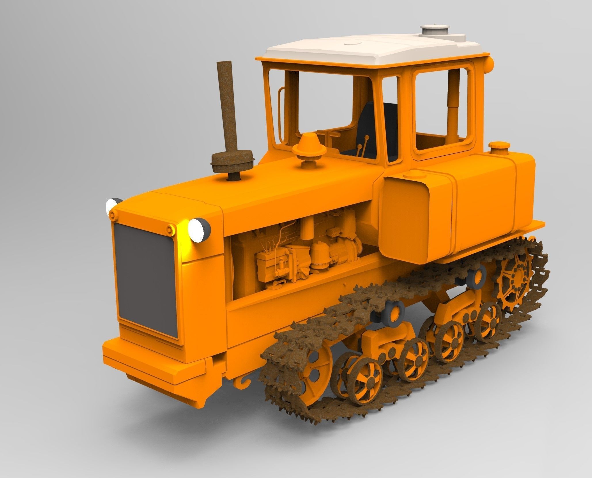 DT-75 orange bulldozer 3D model 3D printable | CGTrader