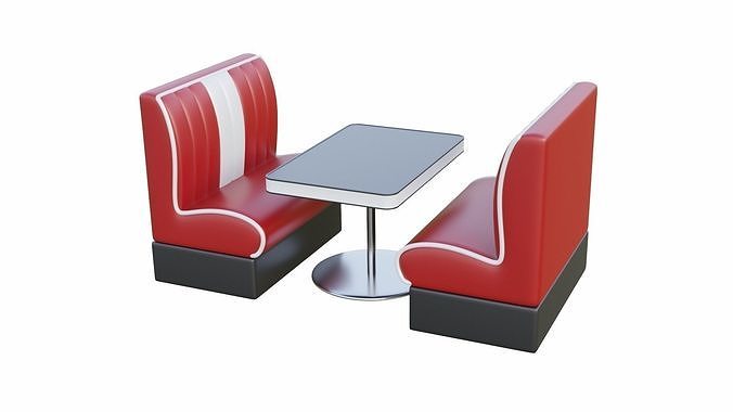 3D model Retro Diner Booth and Table Set VR / AR / low-poly | CGTrader