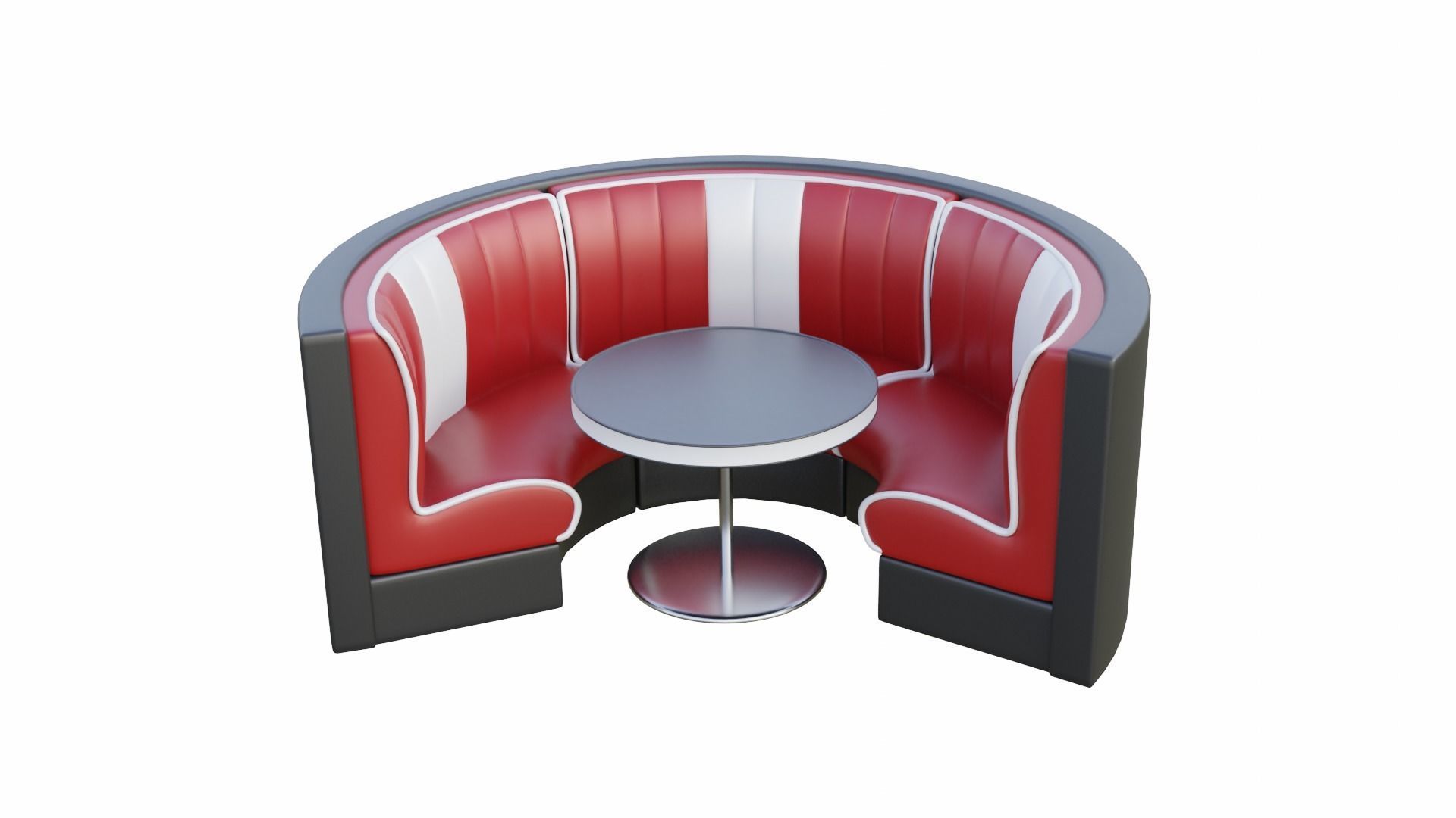 3D model Retro Circular Diner Booth Set VR / AR / low-poly | CGTrader