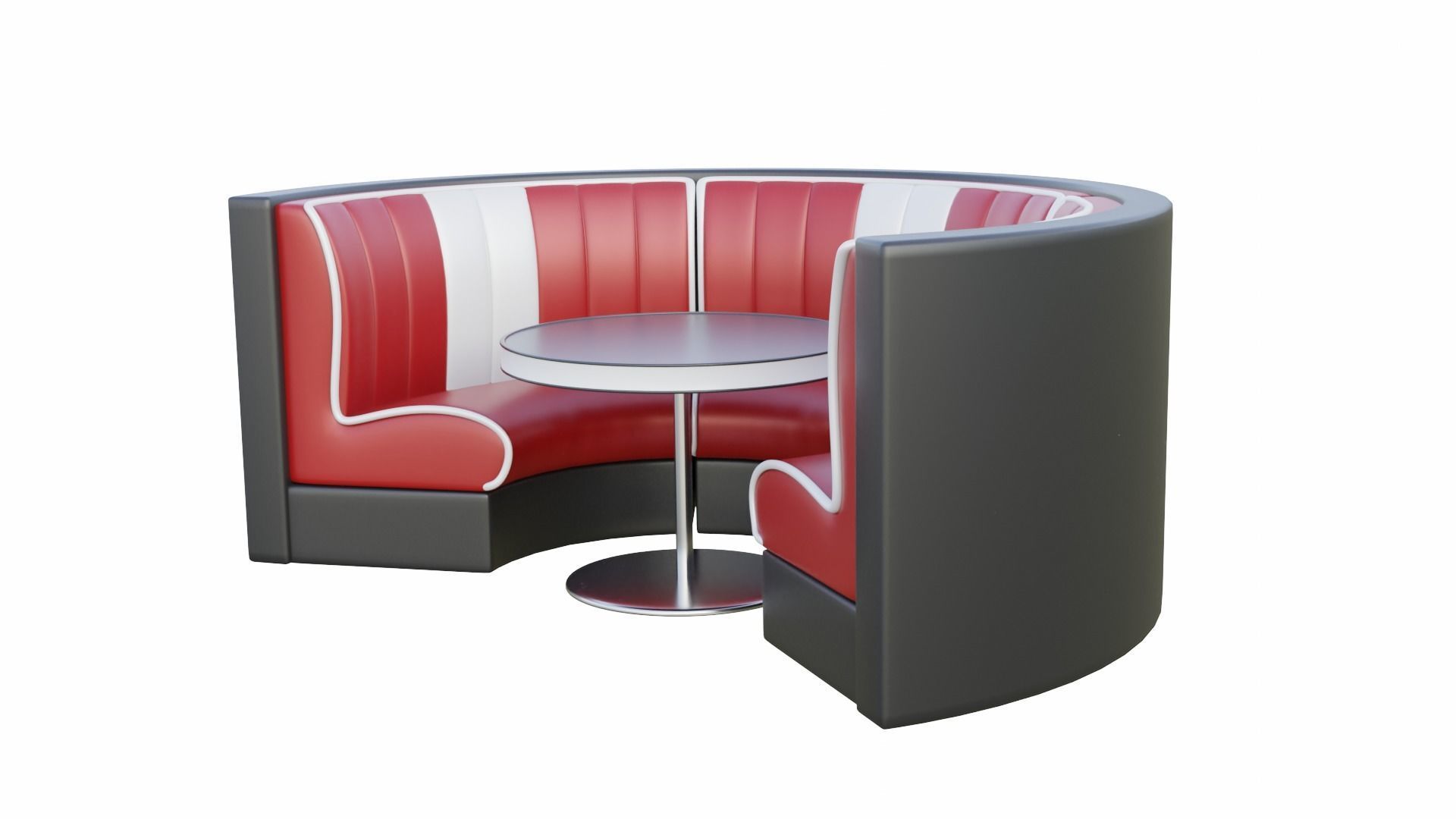 3D model Retro Circular Diner Booth Set VR / AR / low-poly | CGTrader