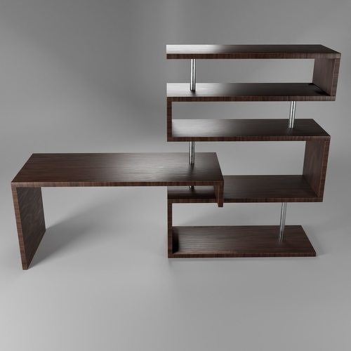 Shelves with computer desk High tech 3D model | CGTrader