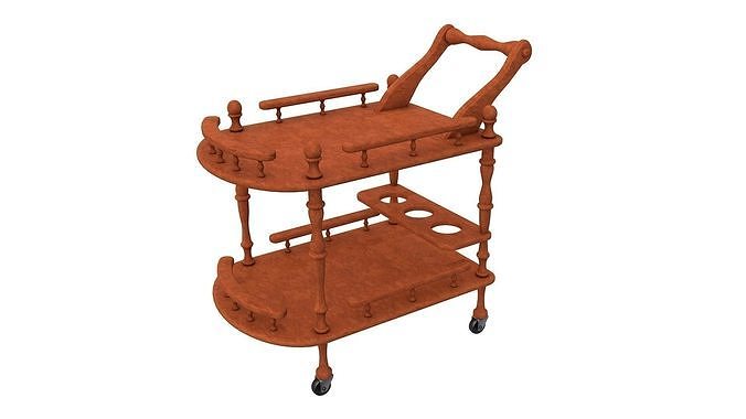 Wooden Serving Trolley 3D model | CGTrader