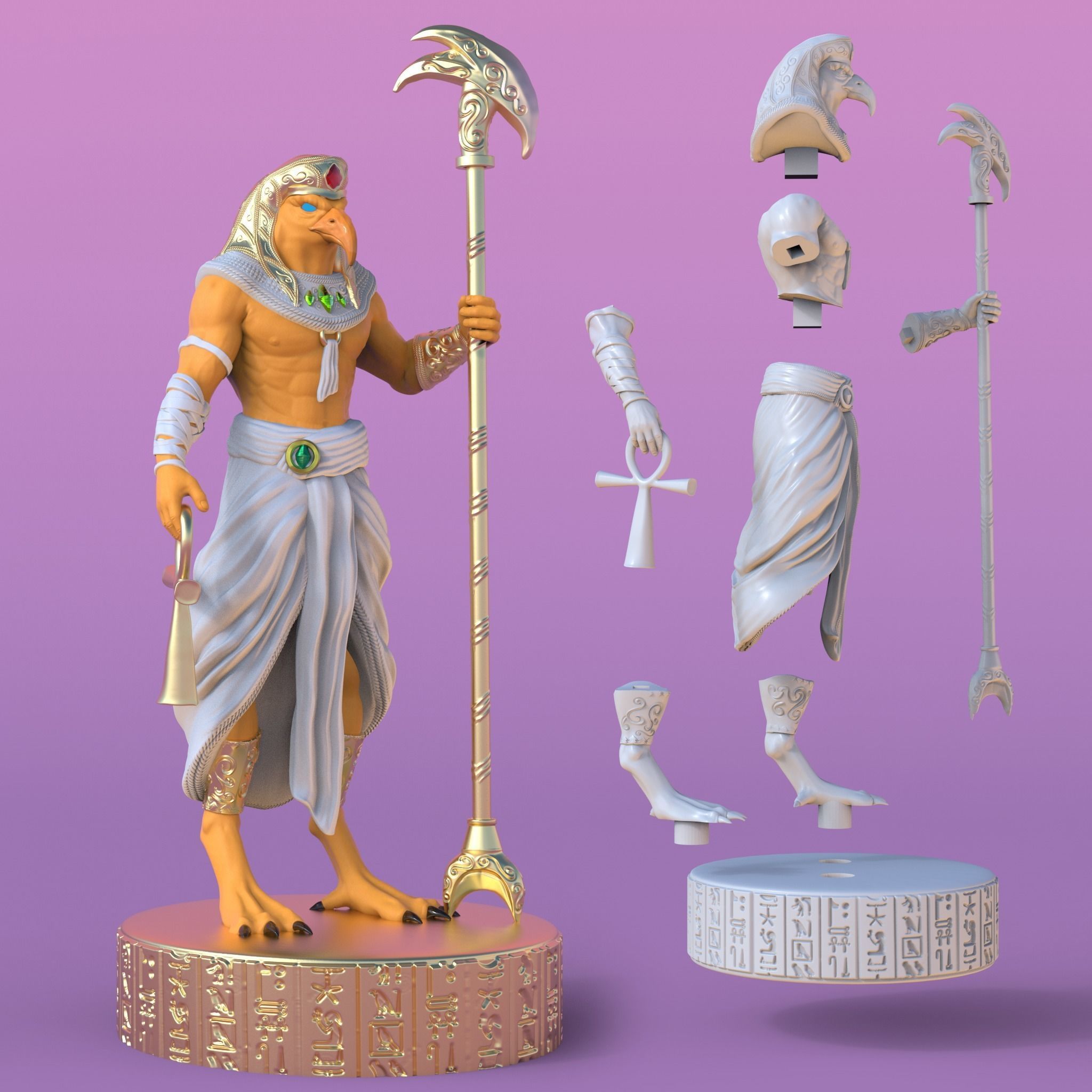Horus two statues of egyptian god 3D model 3D printable | CGTrader