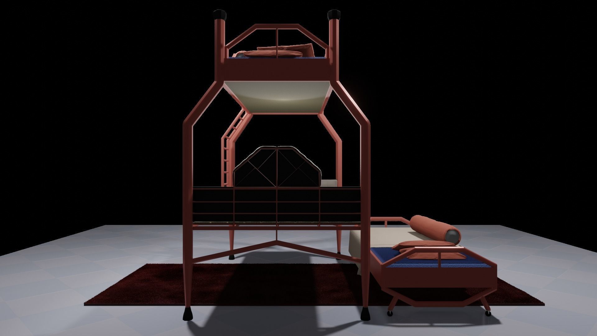 Low poly Two-stage bed free VR / AR / low-poly 3D model | CGTrader