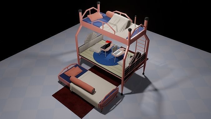 Low poly Two-stage bed free VR / AR / low-poly 3D model | CGTrader