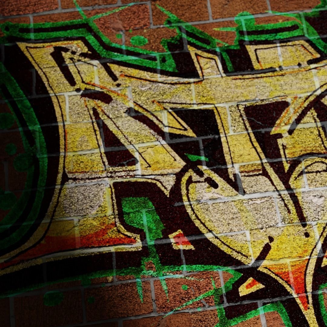 Brick Wall Worn and Cracked with Graffiti PBR Texture Texture | CGTrader