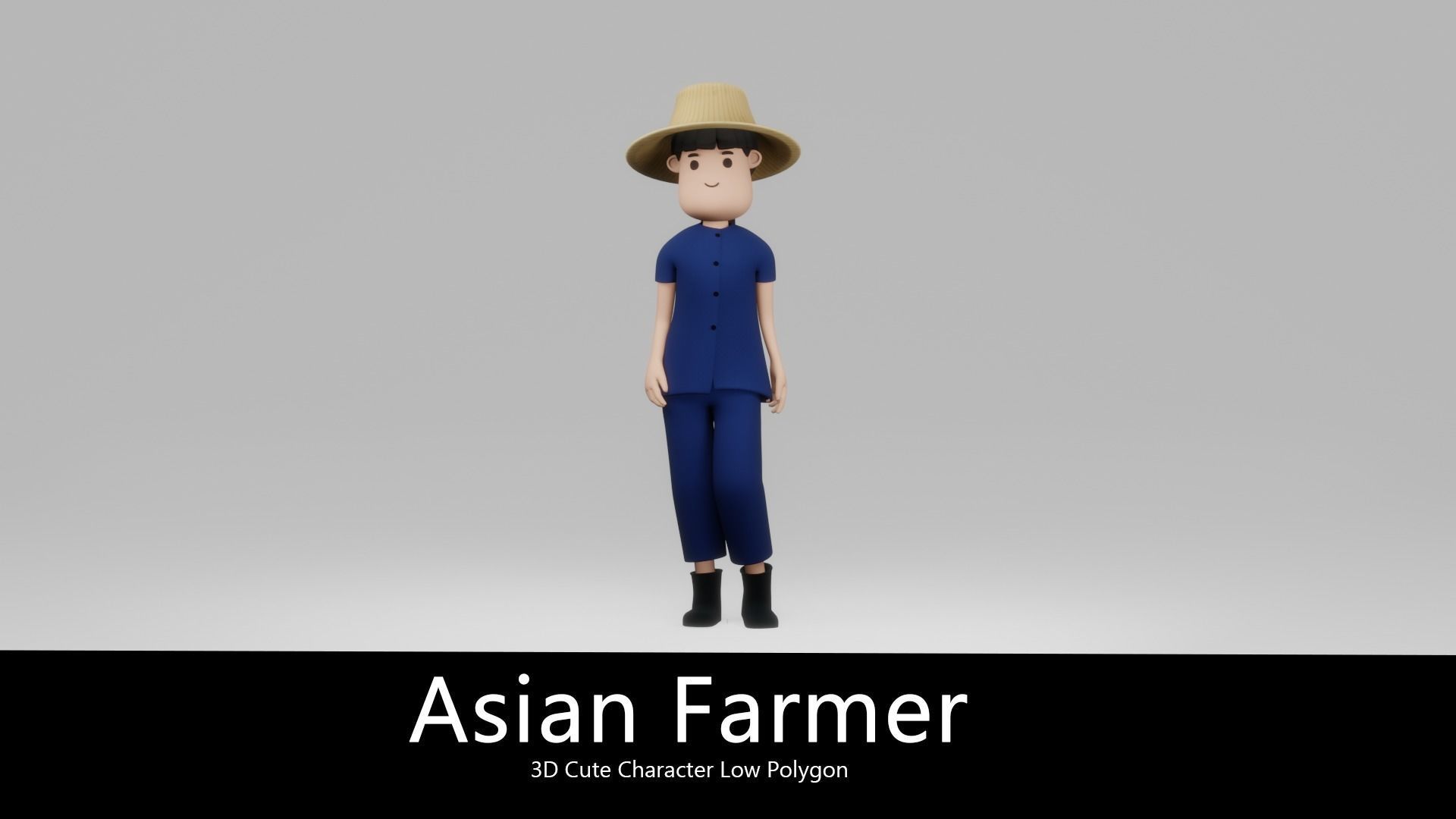 Asian Farmer 3D model low polygon 3D model | CGTrader