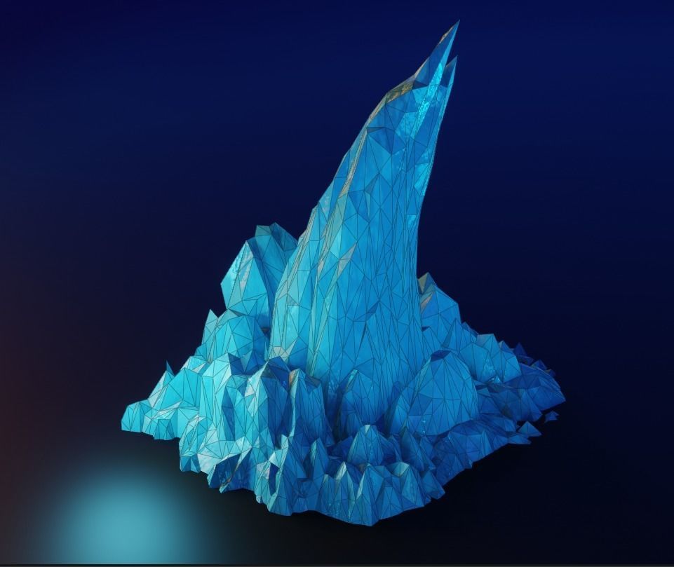 3D model low poly Gameasset9 iceberg with glow in middle VR / AR / low ...