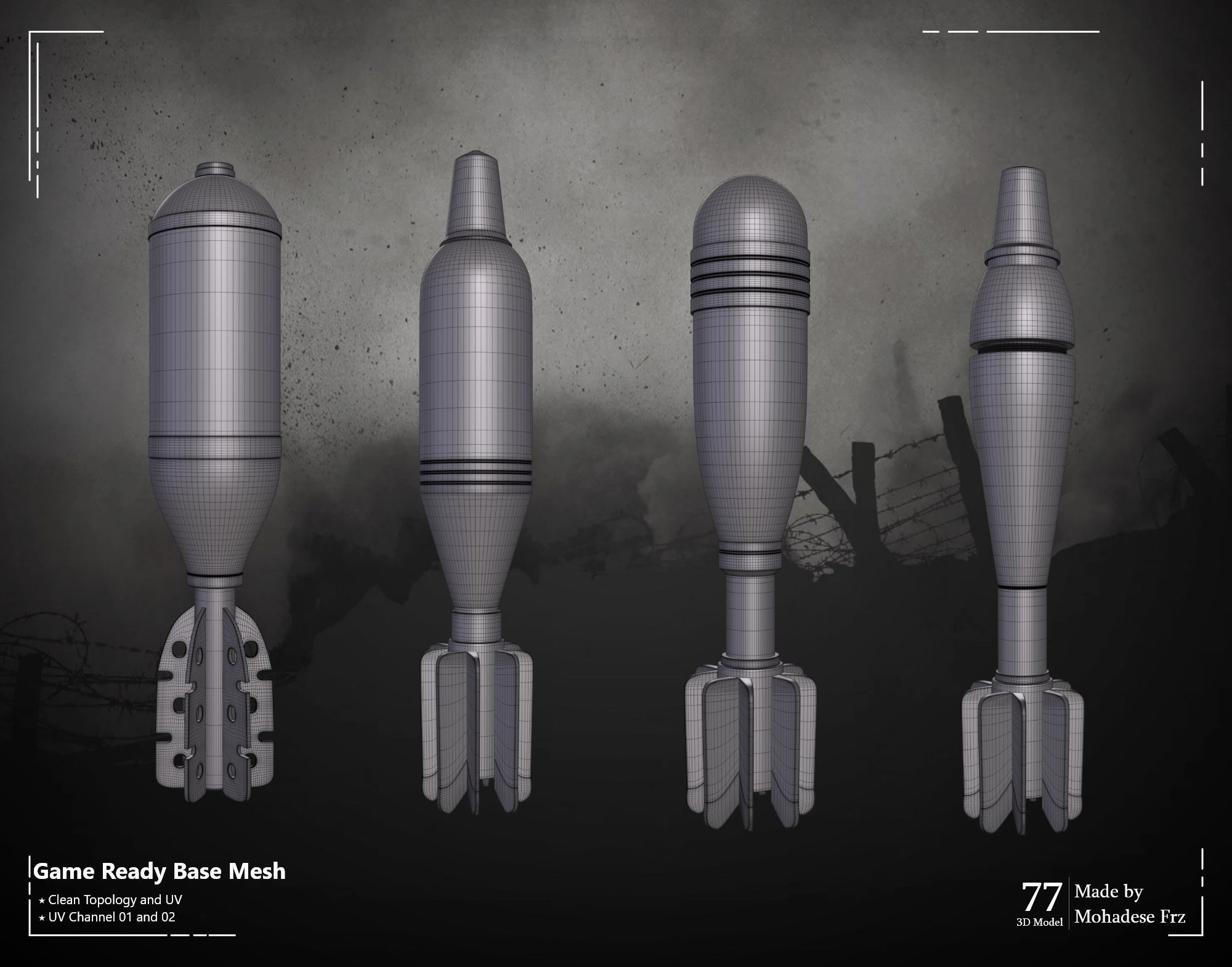 3D model 77 3D Model cartridge and Mortar WW12 Base Mesh -VOL 03 VR ...