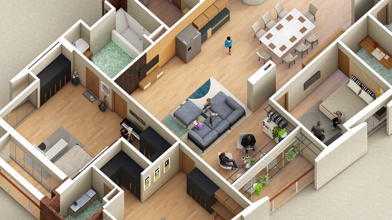 Animated Residential Interior design isometric view in Lumion 11 3D ...