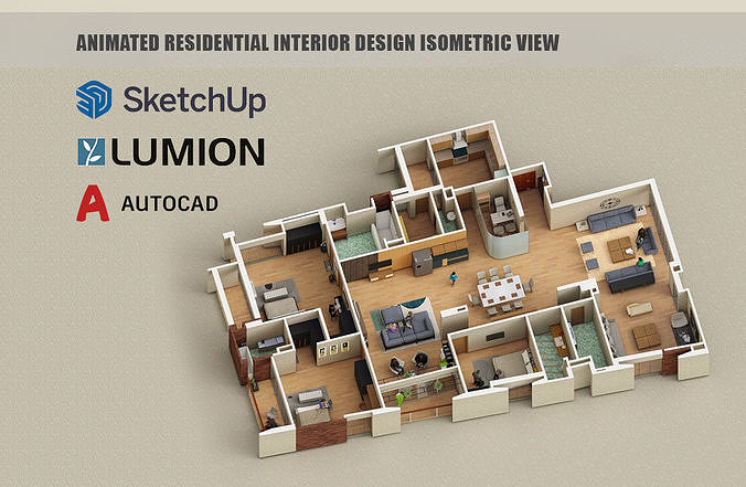 Animated Residential Interior design isometric view in Lumion 11 3D ...