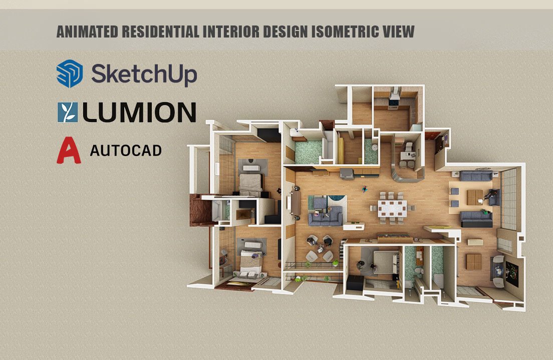 Animated Residential Interior design isometric view in Lumion 11 3D ...