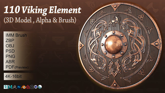 110 Viking element alpha brush and 3D Model 3D model | CGTrader