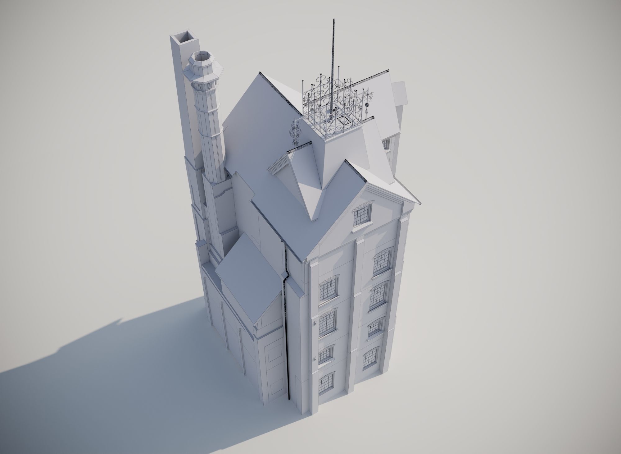 Brick english old building - Brick with Bercon Tile 3D model | CGTrader
