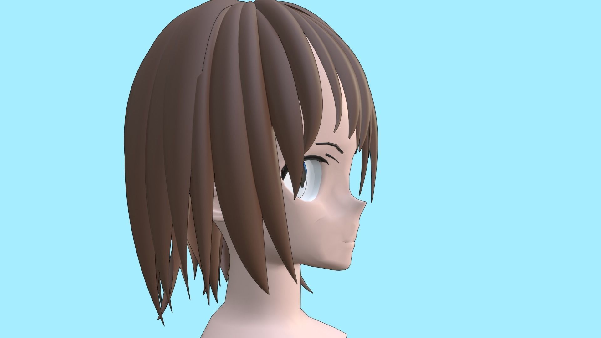 3D model Simple Anime Girl Head and Hair Base VR / AR / low-poly | CGTrader