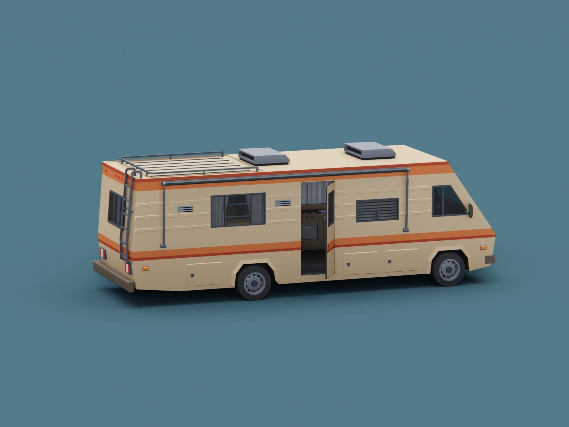 3D model Stylized Motorhome Classic 80s VR / AR / low-poly | CGTrader