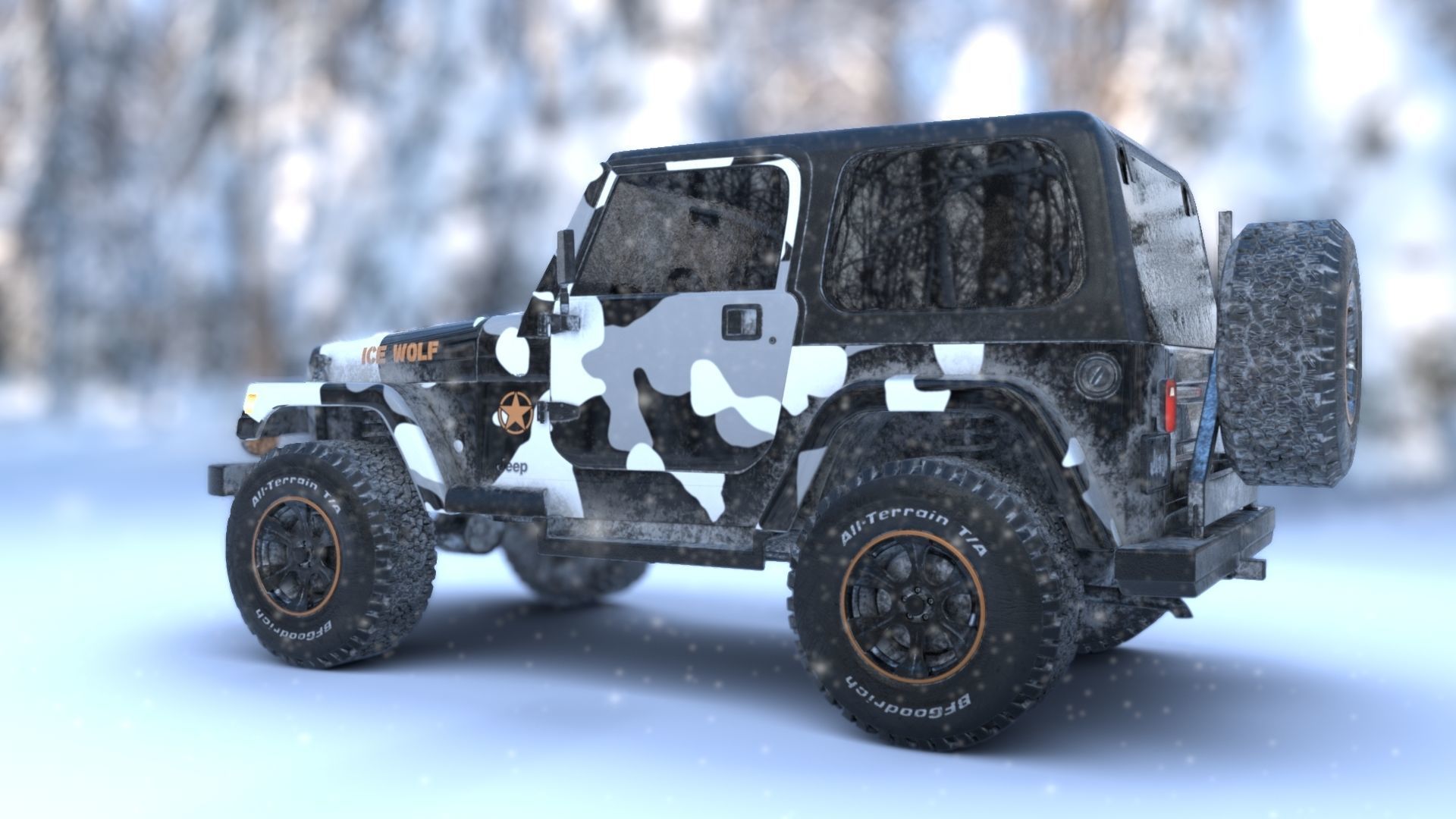 3D model Jeep Wrangler TJ Custom Design Jeep Arctic theme VR / AR / low ...
